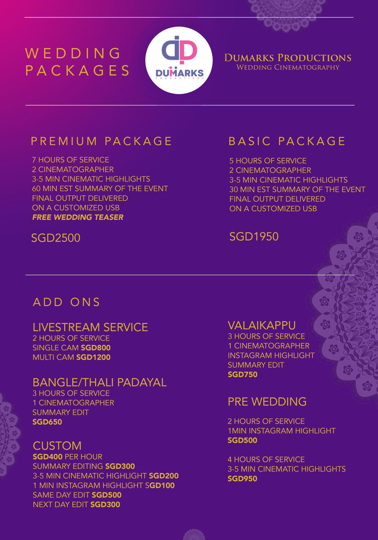 Packages – Dumarks Production